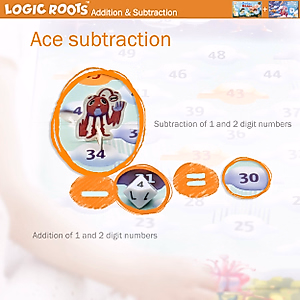 Logic Roots Addition and Subtraction Games - Pack of 2, Ocean Raiders and Cloud Hoppers, Math Board Games & STEM Toys for 6-8 Year Olds, Educational Gift for Kids, Homeschoolers, Kindergarten and Up
