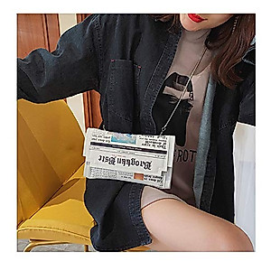 moderngenic 'Newspaper' Handbag, Fashion Envelope Clutch, Cross-body Shoulder Purse, Soft PU Leather Handbags for Women/Girls