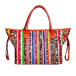 Large Canvas Tote Bag Leopard Consuela Bag WesternTote Bags with Faux Leather Handle Mexican Stuff Gifts for Women Mom