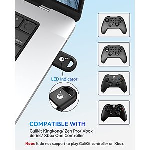 GuliKit 2.4G Bluetooth Adapter Controllers Wireless (Kingkong, King Kong 2 Pro & 2), Zen Pro Controller, Supports Windows7/8/10/11, black, PC02