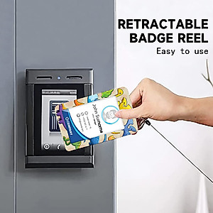 BUDUOZHI ID Badge Holder with Lanyard and Retractable Badge Reel Clip, Cartoon Dinosaur Breakaway Lanyard Name Card Vertical ID Protector, ID Card Holder Keychain Name Badge Clip for Women Men