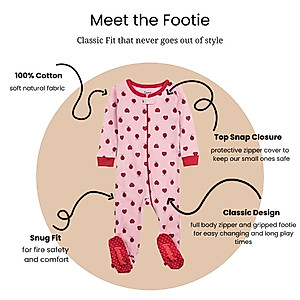 Leveret Kids & Toddler Boys Girls Footed Pajamas 100% Cotton Ladybug w/Heart (Size 3-6 Months)