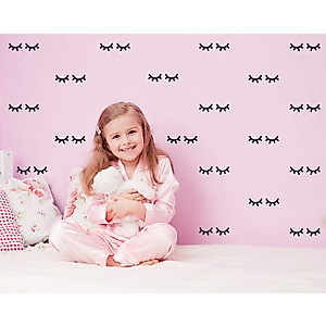 128pcs Sleepy Eyes Decal Eyelashes Stickers Home Party Cups Decor Wine Glass Decal Baby Bedroom Nursery Notebook Decals JW589 (Black)