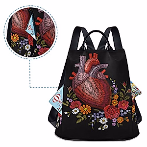 GAIREG Human Anatomical Heart Women's Backpack Purse Anti Theft Casual Fashion Bag with Pompom