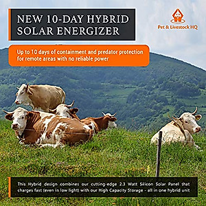 Solar Powered Electric Fence Charger - 2 Mile Solar Panel Energizer for Livestock - Solar Fencer Battery Powered Hot Wire Fencing - Protect Horses, Cattle, Sheep, Goats, Pets