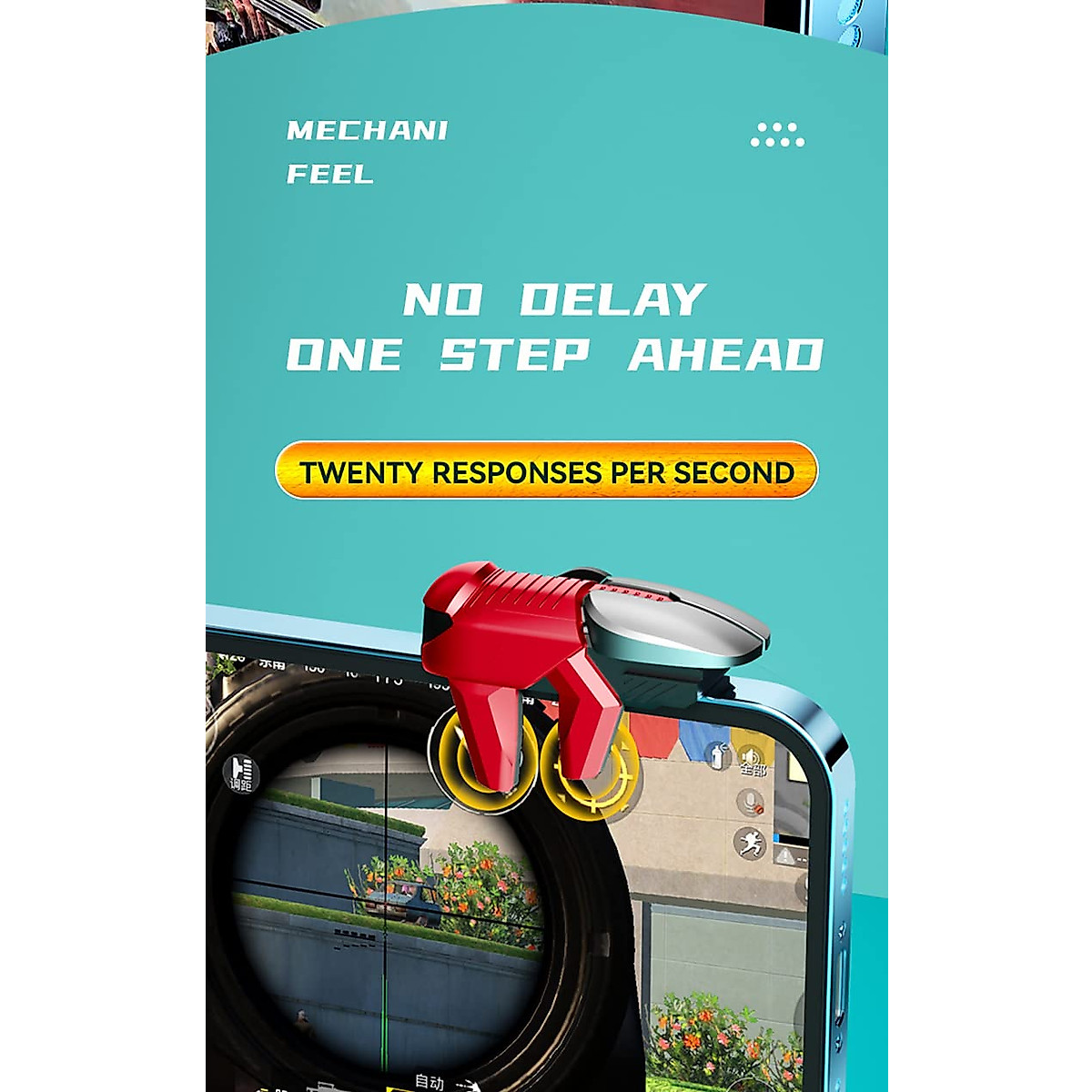 2022 New Model Seven Trees Mobile Game Controller for PUBG/Fornite/Knives Out/Rules of Survival/Call of Duty Gamepad Trigger Aim Button L1R1 L2 R2 Shooter Joystick for iPhone Android iPad Mini 5 Phone Game Pad Accesorios (Blue)