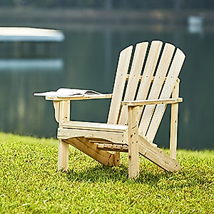 Shine Company 4617N Rockport Wooden Adirondack Chair | Outdoor Patio Chair | Firepit Chairs for Garden, Backyard, & Deck – Natural