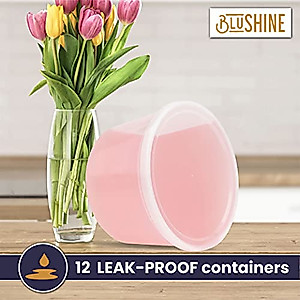 BluShine [12 Sets - 64 oz.] Plastic Deli Food Storage Containers with Airtight Leak Proof Lids - Washable And Reusable - Recyclable BPA-Free - Microwave, Fridge, and Freezer Safe