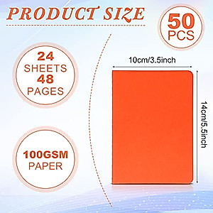 Ctosree 50 Pcs Small Lined Notepads Bulk Mini Journal Memo Pocket Notebooks Mini Composition Notepad Office School Gifts Supplies for Kids Students, 24 Sheets, 5.5 x 3.5 Inches (Orange)