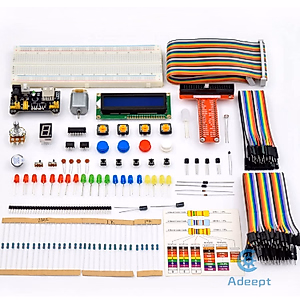 Adeept Starter Kit Compatible with Raspberry Pi 4 3, 2 Model B B+ LCD1602 Servo Motor C and Python Code, Beginner Starter Kit with User Manual Guidebook