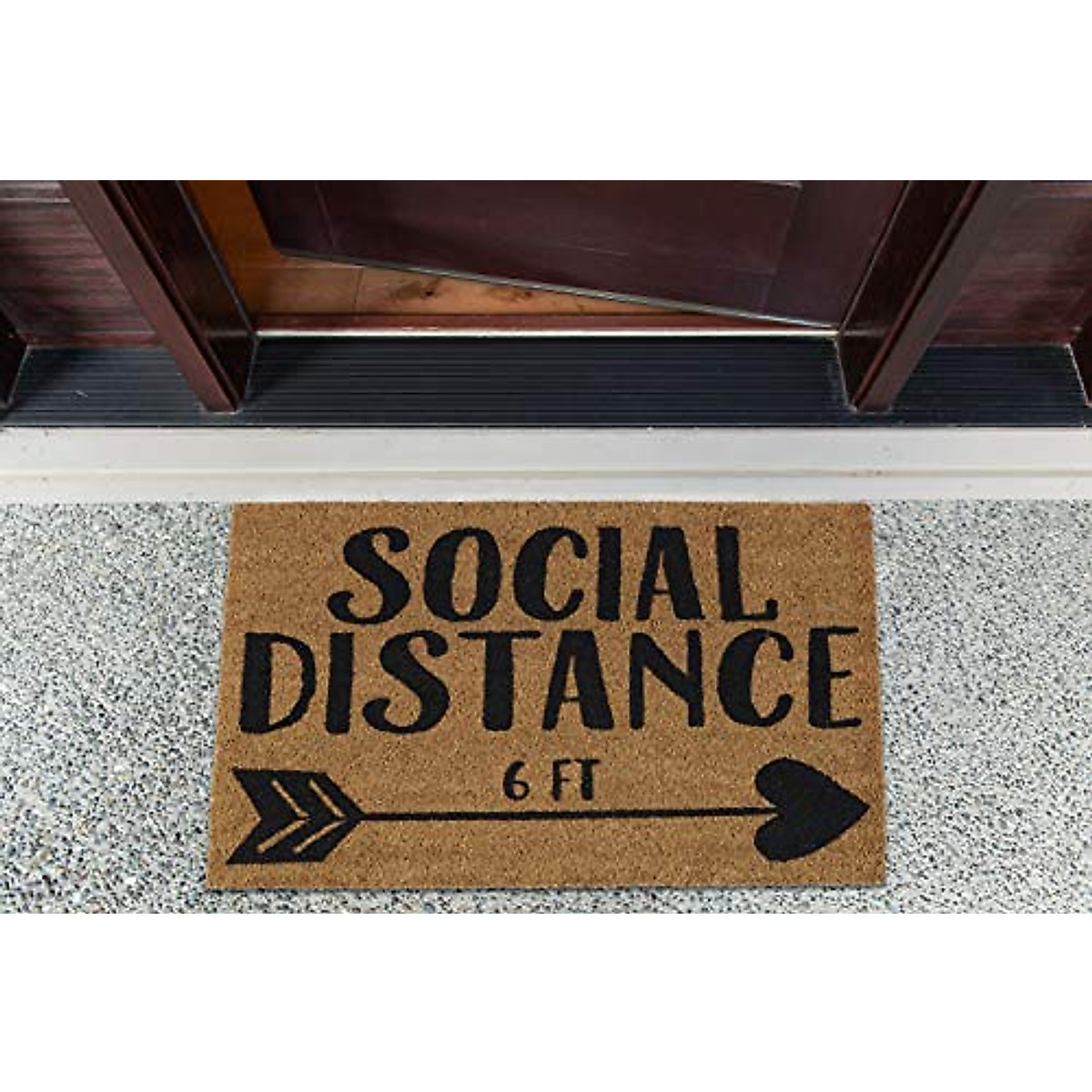 DII Quarantine Doormat Collection, Natural Coir Fiber, Non-Slip PVC Backing, 18x30, Social Distance