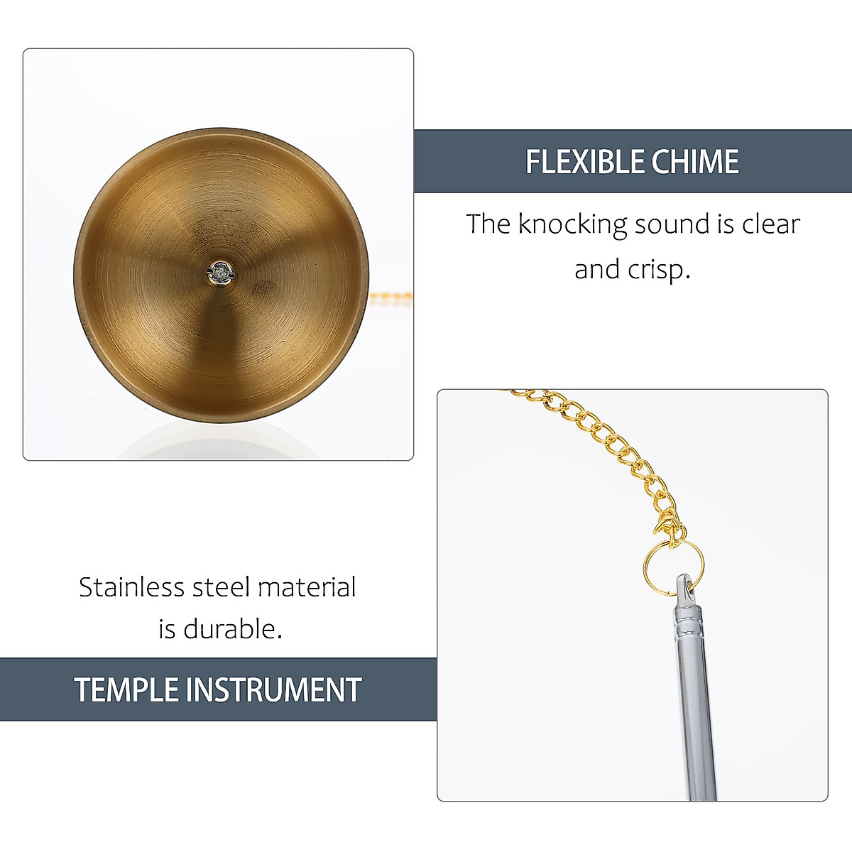 VOSAREA Tingsha Bell Buddhist Chime Meditation Chime Bells Buddhist Lucky Symbols Tingsha Cymbals Temple Dharma Ritual Utensil (S)