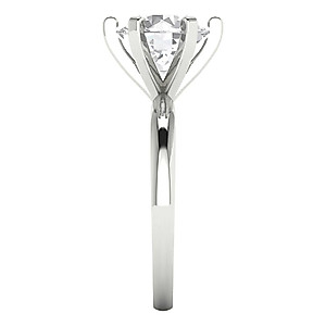 3 Ct Brilliant Round Cut Clear Simulated Diamond 14K White Gold Solitaire Engagement Promise Bridal Ring Size 9.75