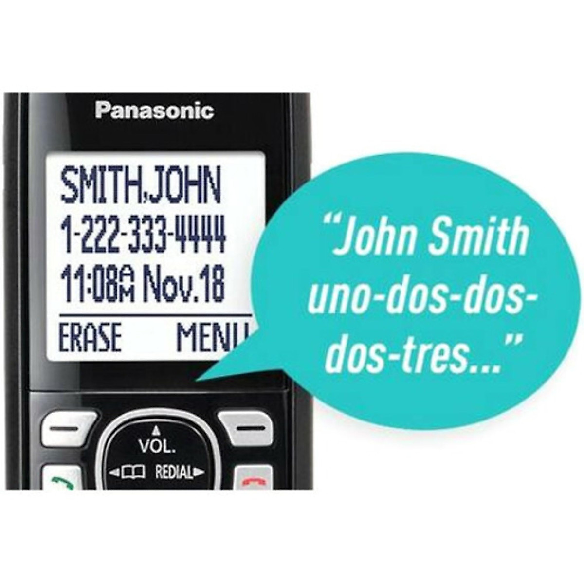 Panasonic Link2Cell Bluetooth Cordless Phone System with Voice Assistant, Call Blocking and Answering Machine. DECT 6.0 Expandable Cordless System - 3 Handsets - KX-TGF573S (Black/Silver Trim)