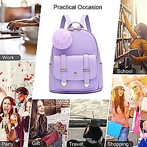 Girls Cute Mini Backpack Purse Fashion School Bags PU Leather Casual Backpack for Teens Women Purple