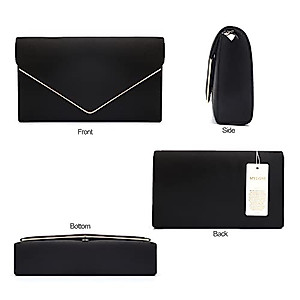 MYLONI Evening Bags Clutch Purses For Women Plush Purses Faux Suede Envelope Handbags Cocktail Prom Wedding Party Birthday (Black)