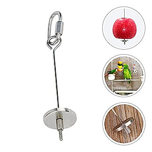 Mipcase Parakeets Feeding Metal Cockatiels Finches Food for Parrot Tray Foraging Vegetable Treat Cages Fork Stick Device Toy Meat Bird Feeder Feeders Fruit S Stainless Cage Steel