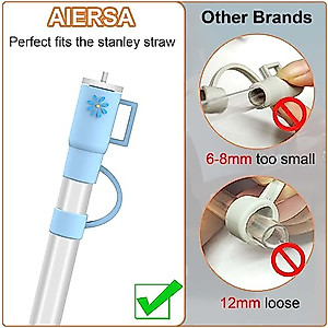 AIERSA 5Pcs Straw Cover Cap for Stanley Cup, Silicone Straw Topper Compatible with Stanley 30&40 Oz Tumbler with Handle,Straw Tip Covers for Stanley Cups Accessories
