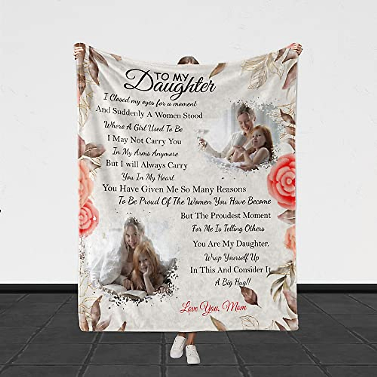 Launchigo Customized to My Daughter Blanket. Cozy Fleece Blanket for Birthday, Christmas & Daughter's Day Gift [Custom] (Daughter Blanket 12, 50" X 60")