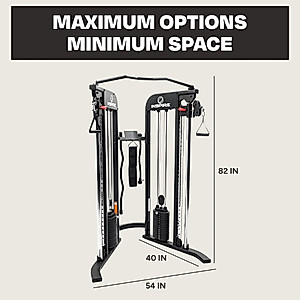 Inspire Fitness FTX Functional Trainer - Compact at Home Workout Machine with Accessories - Space Saving Design - Home Gym Cable Machine and Two 165 lb Weight Stacks