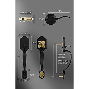 goldenwarm Black Front Door Handle, Entry Door Handle and Reversible Handle Lever, Single Cylinder Front Door Handle Only, Matte Black Front Door Entry Handleset, Entry Way Door Handle