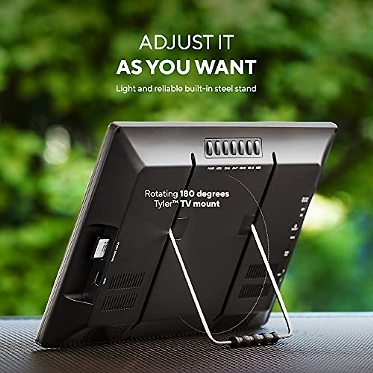 Tyler 16" Portable TV LCD Monitor Battery Powered Wireless Capability HD-TV, HDMI, USB, RCA, AC/DC, FM Radio, Car Charger, Remote Control, Built in Stand Small Mini for Car & Traveling