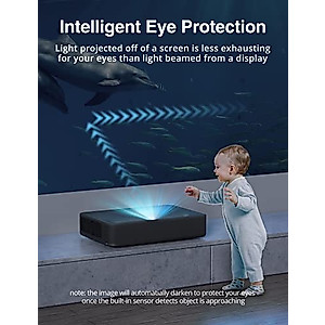 4K UHD Laser TV Home Theatre Projector, Ultra Short Throw, Built-in Harman Kardon Speaker, HDR10, Smart Android System 25000H Lamp Life Eye Protection, Black