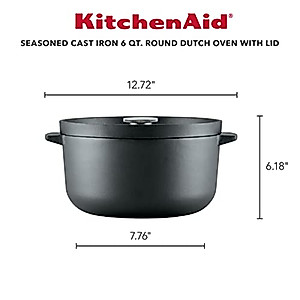 KitchenAid Seasoned Cast Iron Dutch Oven/Casserole, 6 Quart - Black