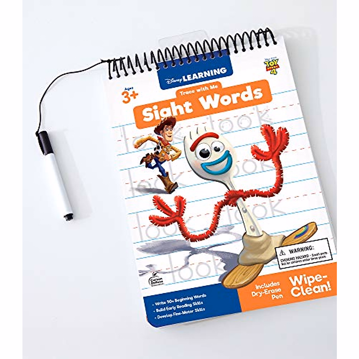 Disney Learning Toy Story 4 Trace With Me Wipe Clean Sight Words Activity Book for Kids Ages 3+, Tracing Sight Words Dry Erase Activities, Preschool and Kindergarten Early Reading and Writing Practice