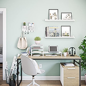 Ballucci Floating Wall Shelf, 35" Wall Mounted Long Picture Ledge Wood Shelf for Nursery, Living Room, Bedroom, Kitchen - White