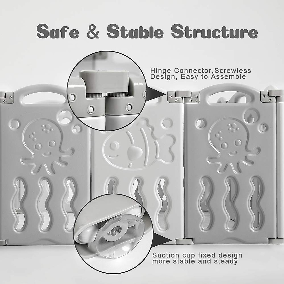 Albott Baby Playpen 22 Panel Baby playpen Folding Play Pen Kids Activity Center Safety Play Yard Home Adjustable Shape, Portable Design for Indoor Outdoor Use (Grey+White, 22 Panel)