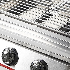 BBQ Portable Tabletop Gas Grill,3 Head Burner Stainless Steel Grill Outdoor,Smoke Free Stove Adjustable height LPG BBQ Grill Cooker,Indoor Best for Backyard Buffet Gourmet Kit