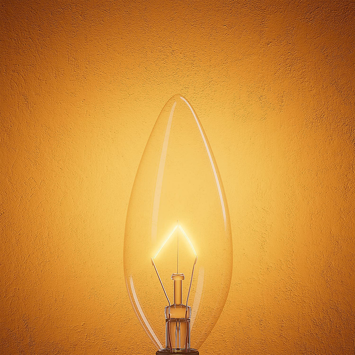 CYLYT 12-Pack E12 Candle Light Bulbs 40W Warm White 2500K, 380 Lumen Dimmable Chandelier Light Bulbs for Ceiling Fan, Pendants or Outdoor, B10 Clear Candelabra Base Bulbs