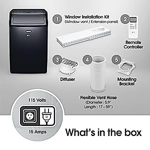 LG 10000 BTU Portable Air Conditioners [2023 New] Wheels for Easy Install LCD Display Remote Control Wifi AppCools 450 Sq.Ft 3-in-1 function Timer air conditioner AC Unit Home Room Black LP1023BSSM