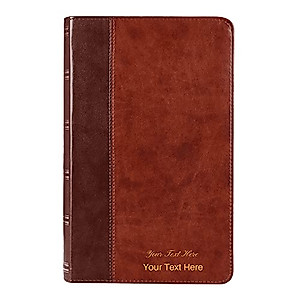 Personalized Bible Custom Text Your Name KJV Giant Print Two-Tone Brown Bible King James Version Custom Made Gift for Baptism Christenings Birthdays