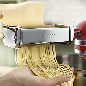 Pasta Maker Attachment for KitchenAid Mixer 3 Set Include Pasta Sheet Roller, Spaghetti, Fettuccine Cutters Pasta attachment Stainless Steel Accessories for KitchenAid by InnoMoon