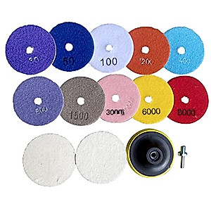 Diamond Polishing Pads 4 Inch 10 Packs 3/8"-11 Backer Pad Granite Polishing Kit Marble Polishing Kit Diamond Sanding Pads Granite Polishing Pads Concrete Polishing Pads Tile Polishing Pads For Grinder