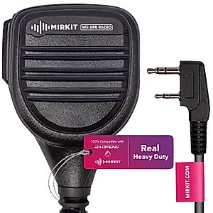MIRKIT Heavy Duty Speaker Mic Compatible with Baofeng UV-5R, BF-F8HP, UV-82, UV-82HP. Push to Talk Microphone & Lanyard Ham Radio Operator. Radio Shoulder Mic ​Can be Used as Police Radio Mic