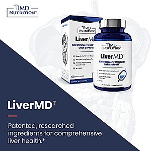 1MD LiverMD - Liver Support Supplement | Siliphos Milk Thistle Extract - Highly Bioavailable, for Liver Support | 60 Capsules (2-Pack)