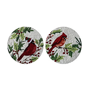 EZ.enjoy Winter Cardinal on Branch Holly Berries Joy Hand-Hooked Accent Rug 28.5 X 17 Inches for Holiday Christmas Home Decor