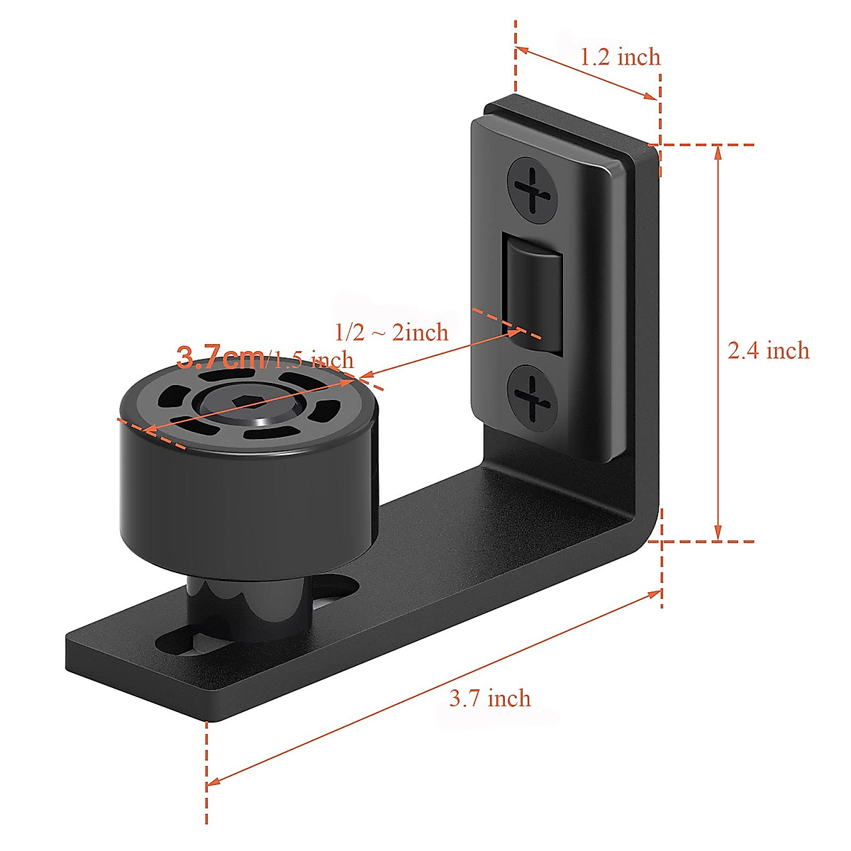 Adjustable Floor Guide for Sliding Barn Door Bottom Roller Wall Mount Double Wheel No Punching Required System, Black 1 Pack, Smoothly and Quietly, Easy to Install