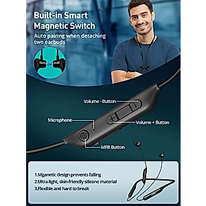 Alfox Bluetooth Headphones 80Hrs Playtime, Bluetooth 5.2 Earbuds Magnetic Auto On/Off, Wireless in-Ear Earphones with Mic, IPX5 Waterproof, USB-C Fast Charging, Lightweight Stereo Headset for Sport