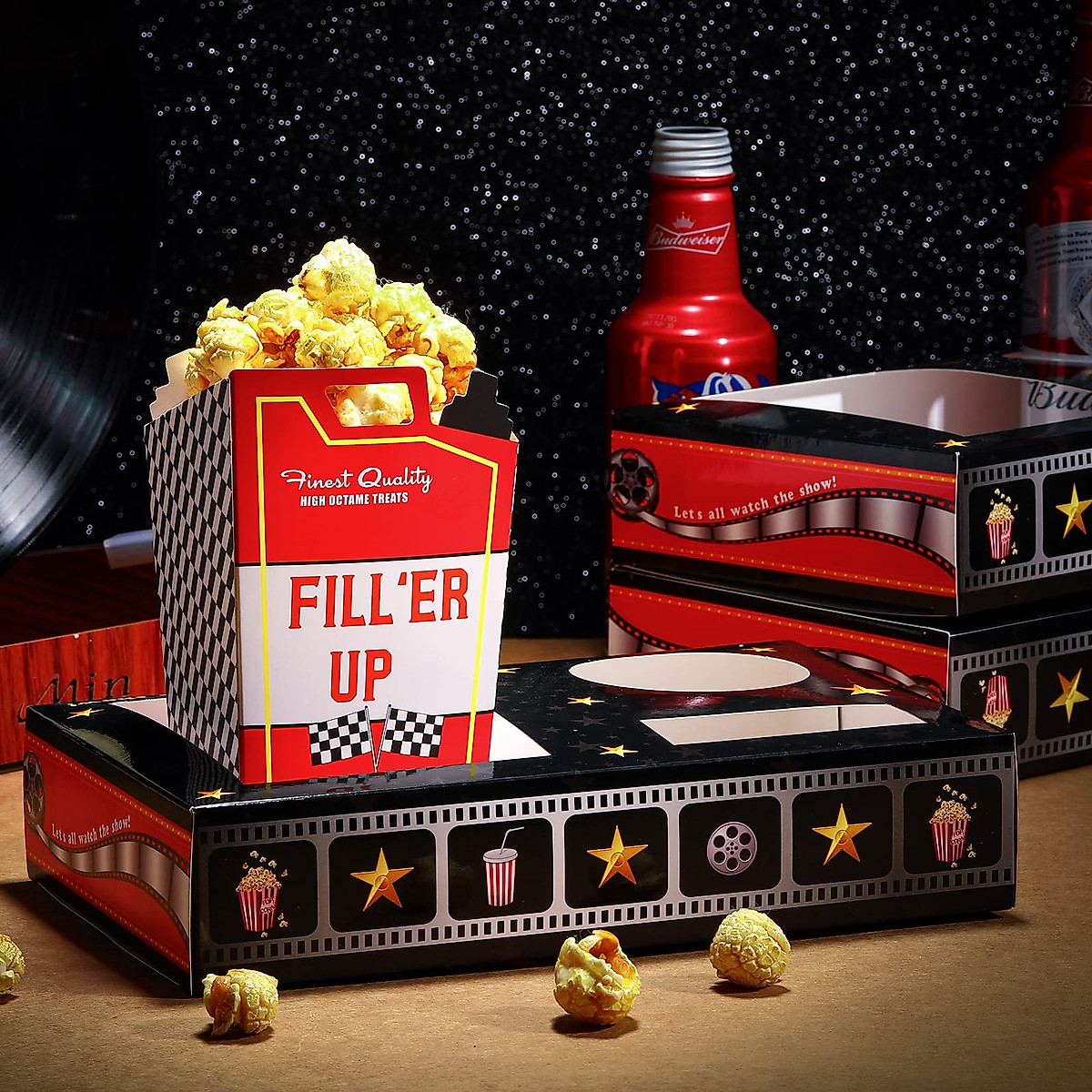 Nosiny Movie Night Snack Trays Movie Night Supplies Movie Theater Snack Boxes Disposable Paper Snack Holder Cardboard Holder for Kids Birthday Cinema Party Favors(20 Pcs, Movie Night)