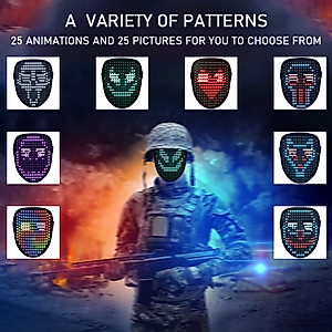 MOYACA Led Mask with Gesture Sensing, Light up mask with 50 Pattern Display for Men/Women LED Halloween Mask for Costume Cosplay Party Indoor and Outdoor