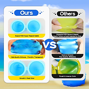 Hiliop 12PCS Reusable Water Balloons Quick Fill & Self Sealing, Latex-Free Silicone Magnetic Splash Water Balloon for Kids