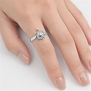 Sterling Silver Women's Turtle Ring Wholesale Pure 925 Band New 14mm Size 11