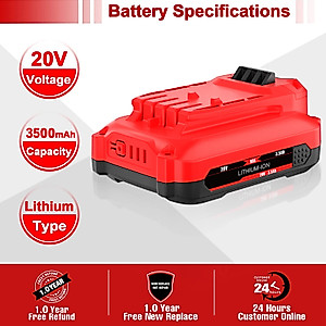 2Pack 3500mAh Lithium Replacement Battery for Craftsman V20 Battery Compatible with Craftsman 20V Battery CMCB201 CMCB202 CMCB202-2 CMCB204 CMCB204-2 CMCB205 CMCB206 20 Volt Cordless Power Tools
