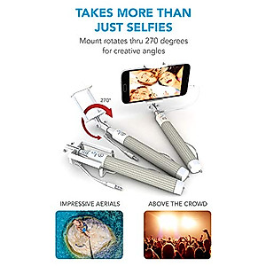 Premium 5-in-1 Wired Selfie Stick for iPhone 11 10 XR XS 9 8 7 6 5, Samsung Galaxy S10 S9 S8 S7 S6 S5 - Takes Selfies in Seconds, Get Perfect HD Photos - No Apps, No Downloads, No Batteries Required