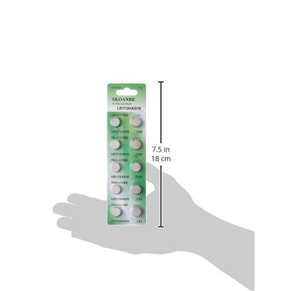 SKOANBE 10PCS LR1130 AG10 SG10 389 189 1.5V Button Coin Cell Battery