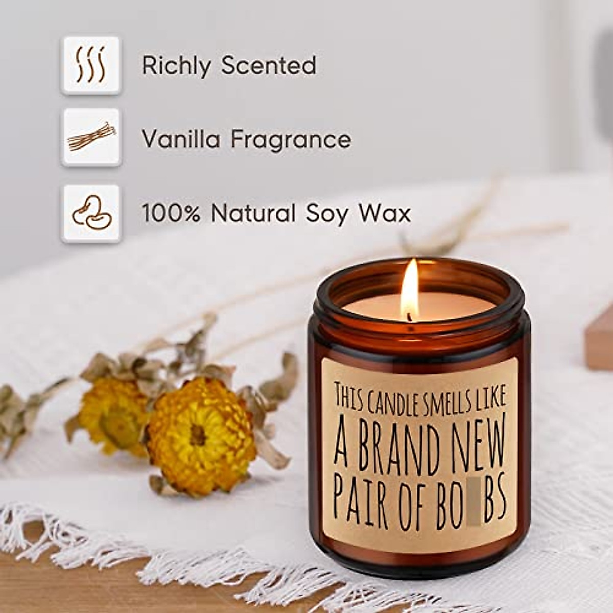 Miracu Scented Candles - Funny Breast Implants, Breast Reduction Surgery Gifts - Boob Job Recovery Gift, Breast Reconstruction Gifts, Breast Surgery Gift, Breast Cancer Survivor Gifts, Pregnancy Gift